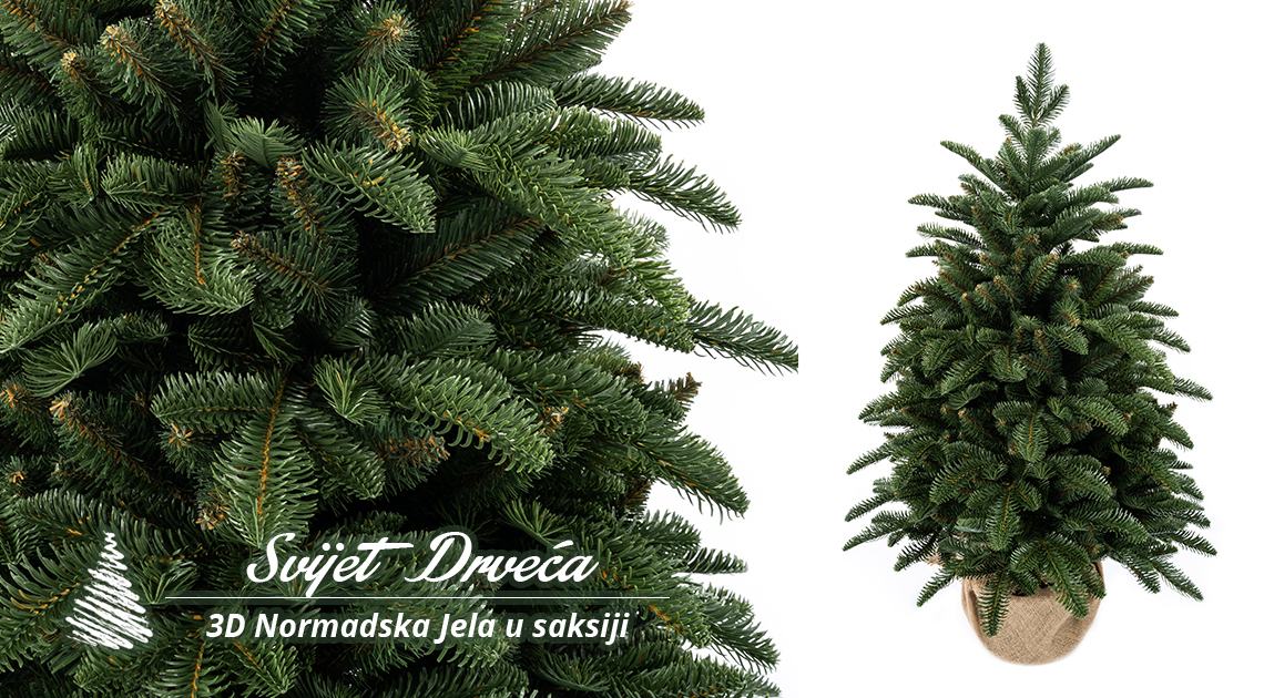 Umjetno božićno drvce u saksiji 3D Normandska Jela 80cm | Svijet Drveća